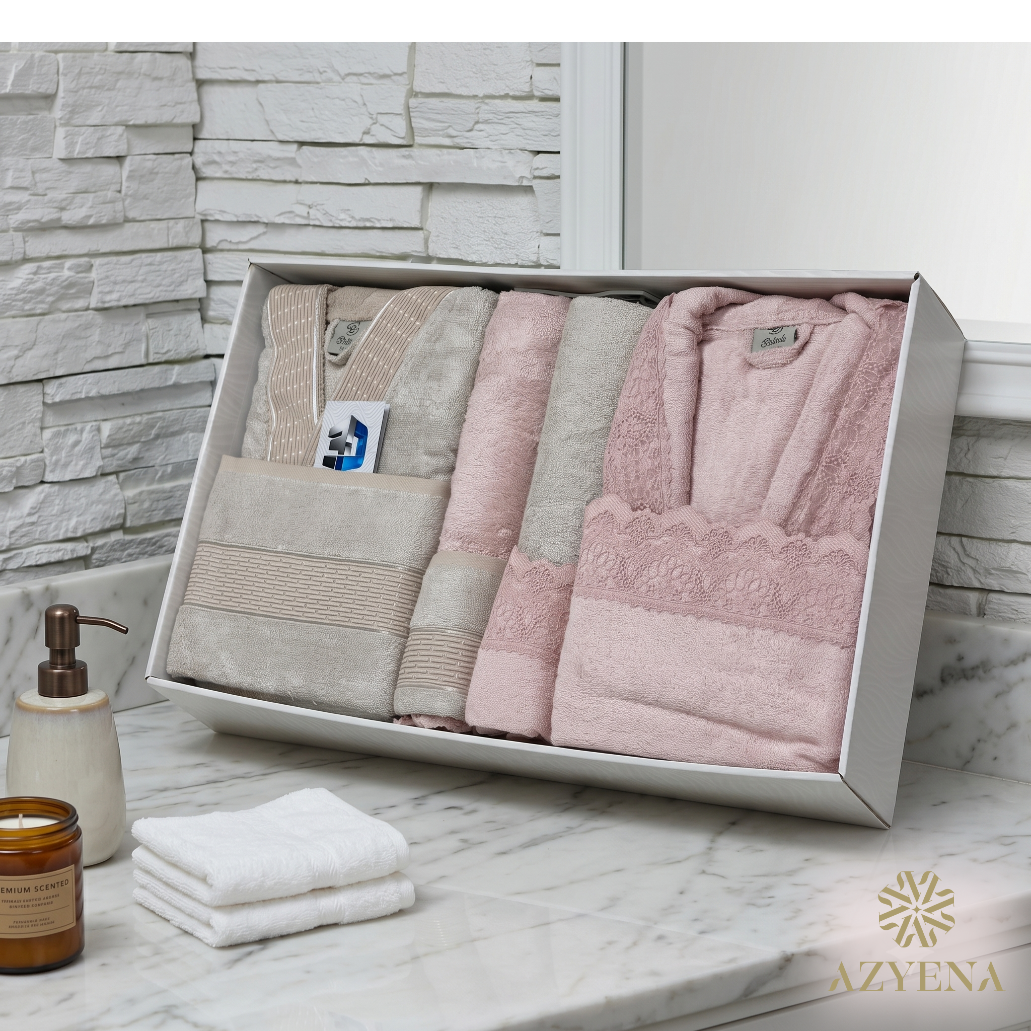 Coffret Sortie de Bain Belinda 8 Pièces - De Qualité Bamboo – Azyena Store